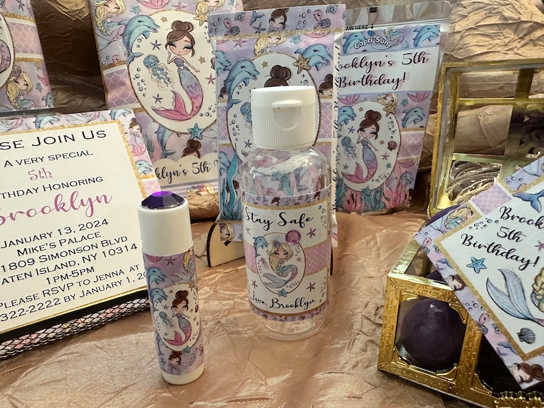 Personalized Mermaid Birthday Party Favors - Stickers, Labels, and ...
