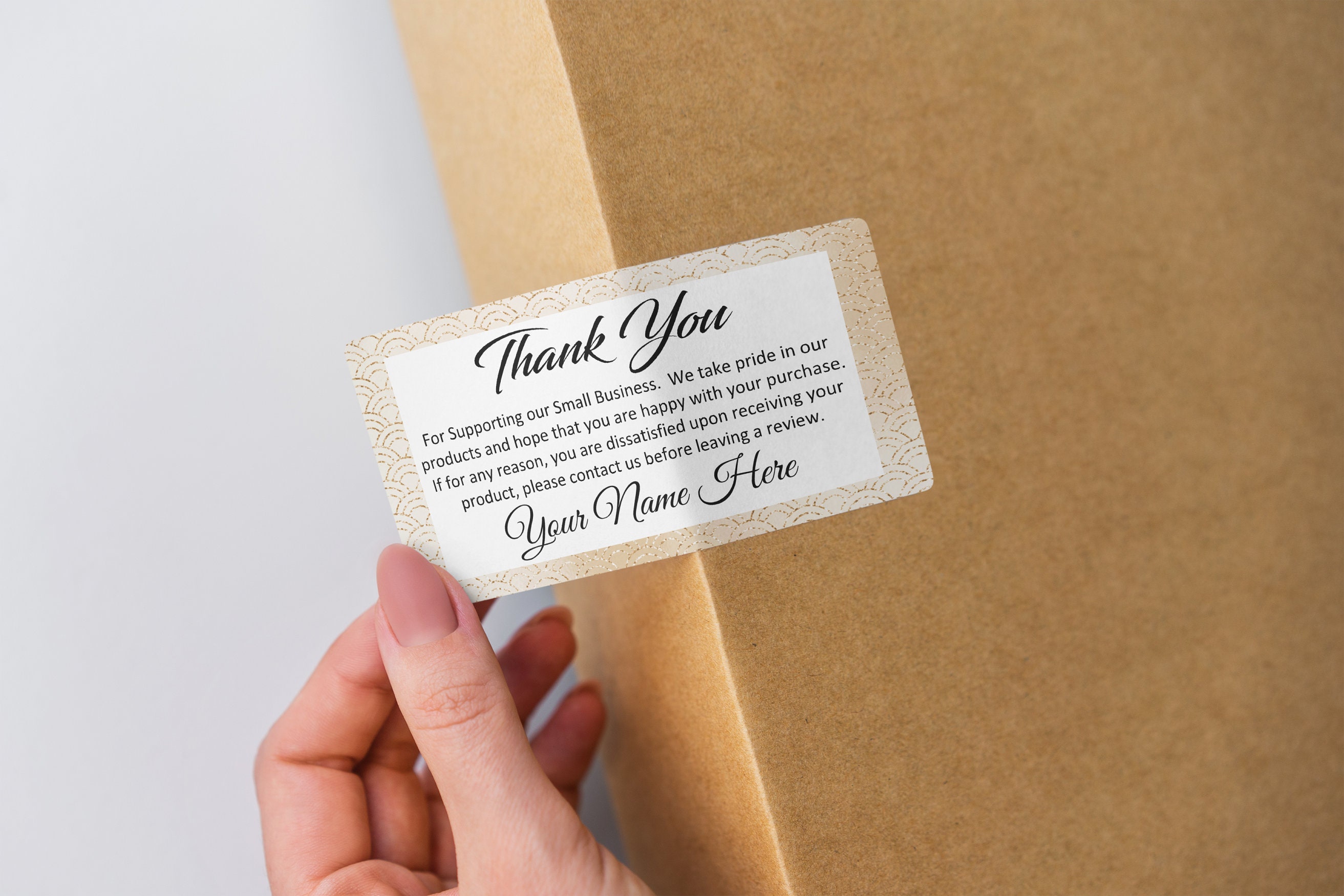 Custom Rectangular Thank You for Your Business Stickers Labels-cream Tan Glitter Personalized ...