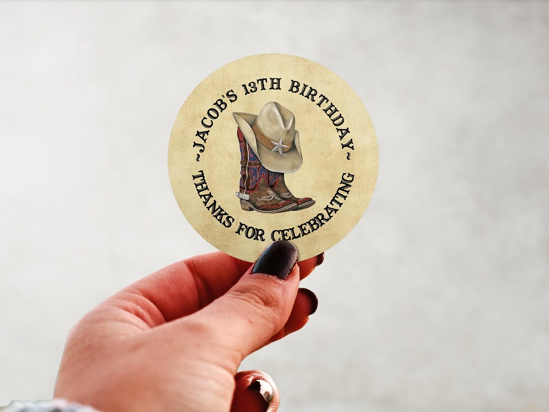 Cowboy Boots Birthday Stickers | Western Hat Birthday Party Favor ...