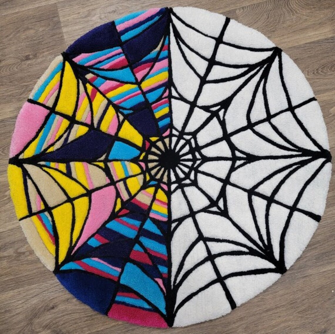 Stained Glass Rainbow Spider Web Hand Tufted Rug - Etsy