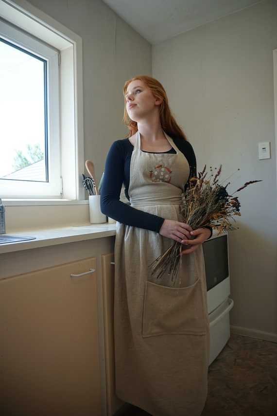 Washable Cottagecore Apron Made of Linen-weave Cotton With | Etsy