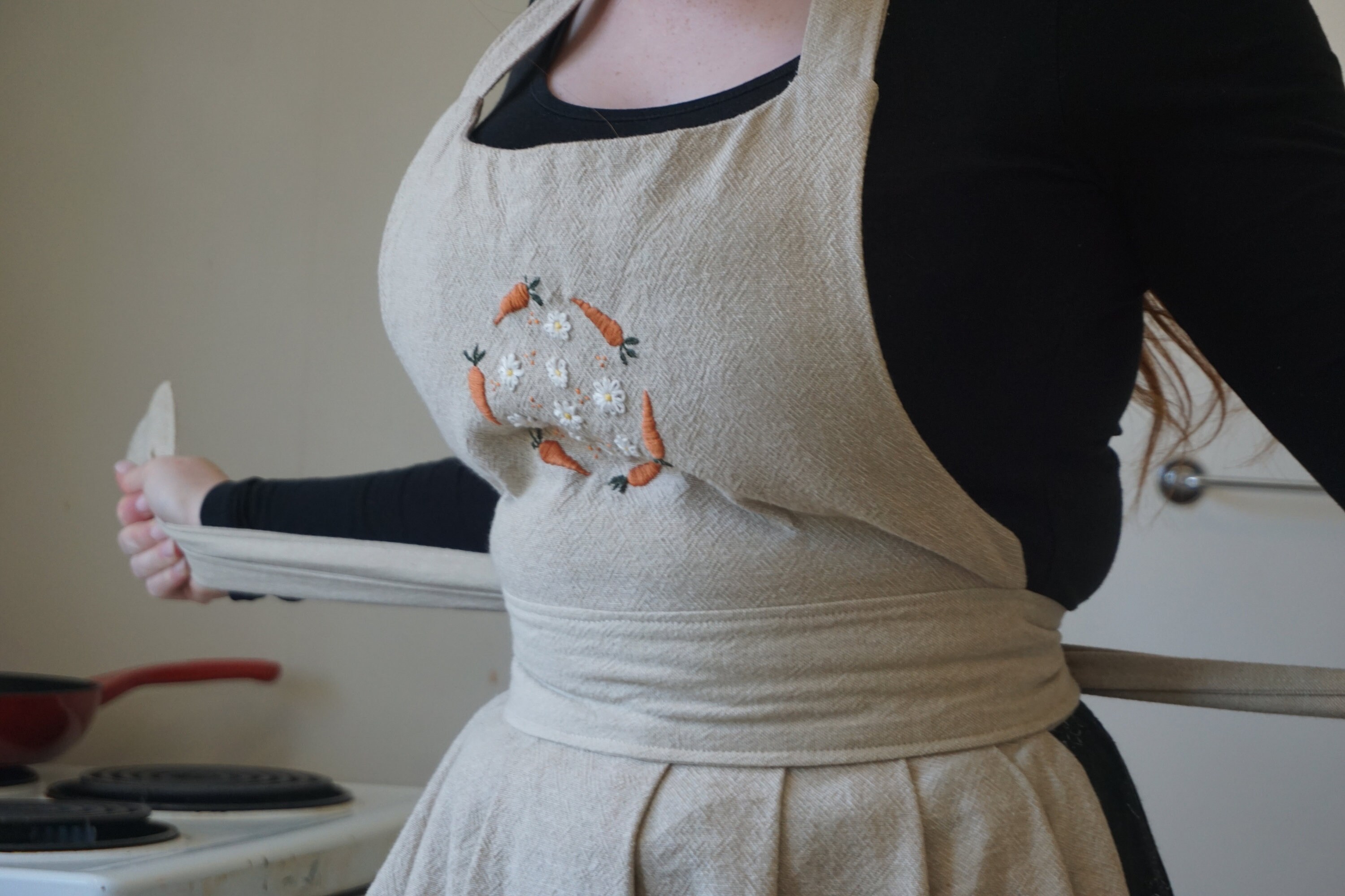 Washable Cottagecore Apron Made of Linen-weave Cotton With - Etsy