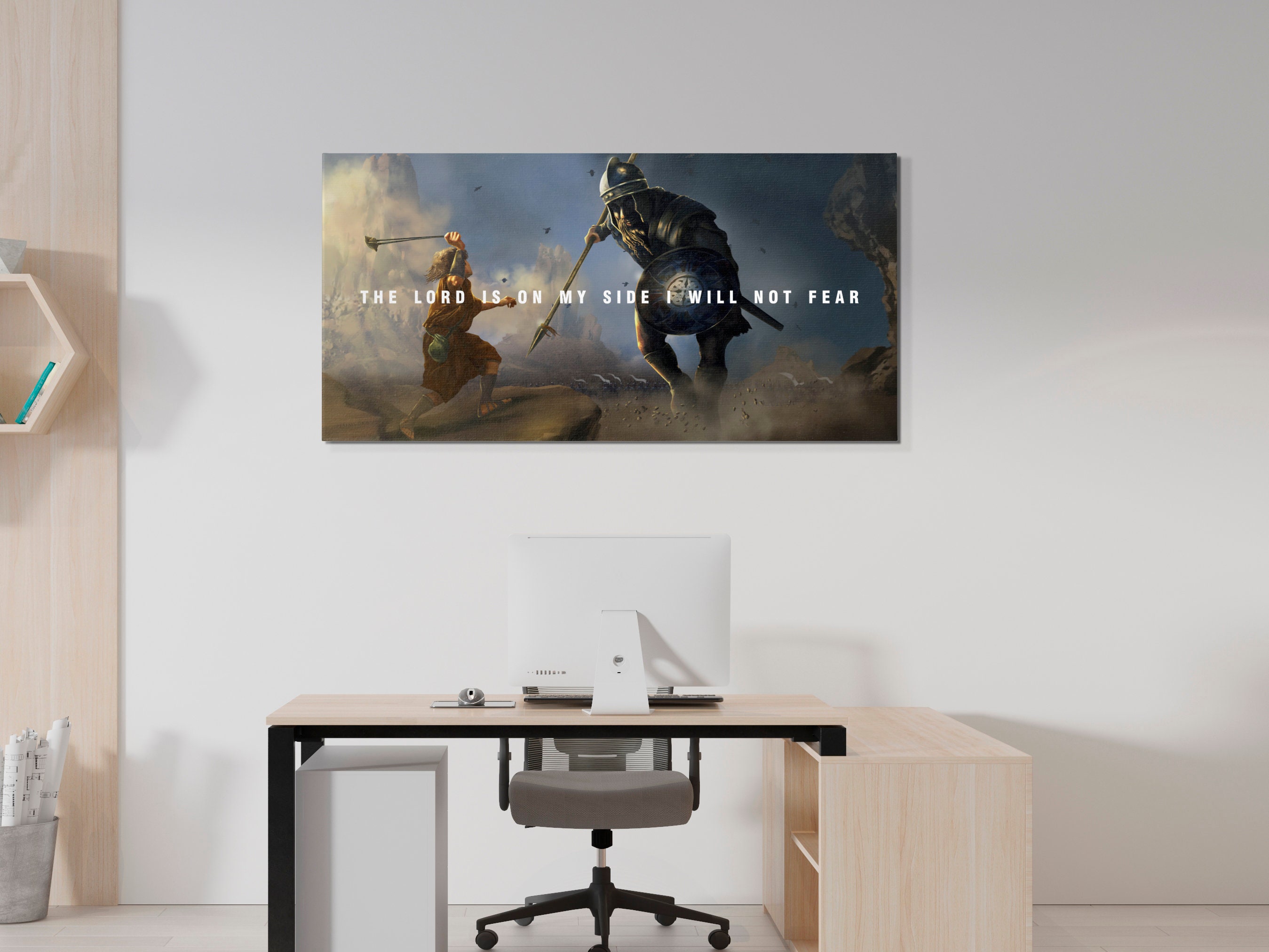 David Vs Goliath Modern Christian Wall Art Large Canvas | Street Art ...