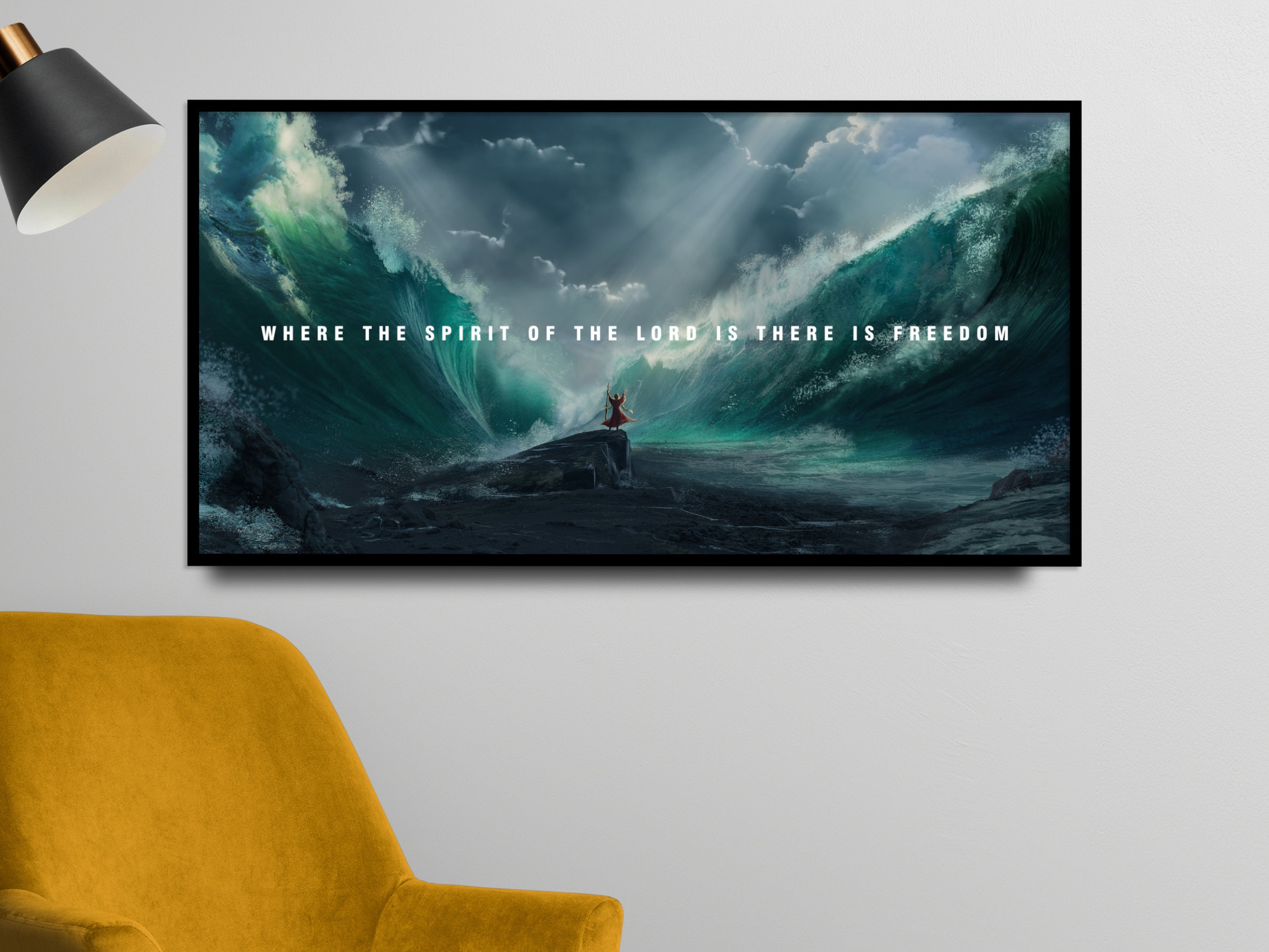 Modern Christian Poster Art Work - Moses and the Red Sea | Bible Verse ...
