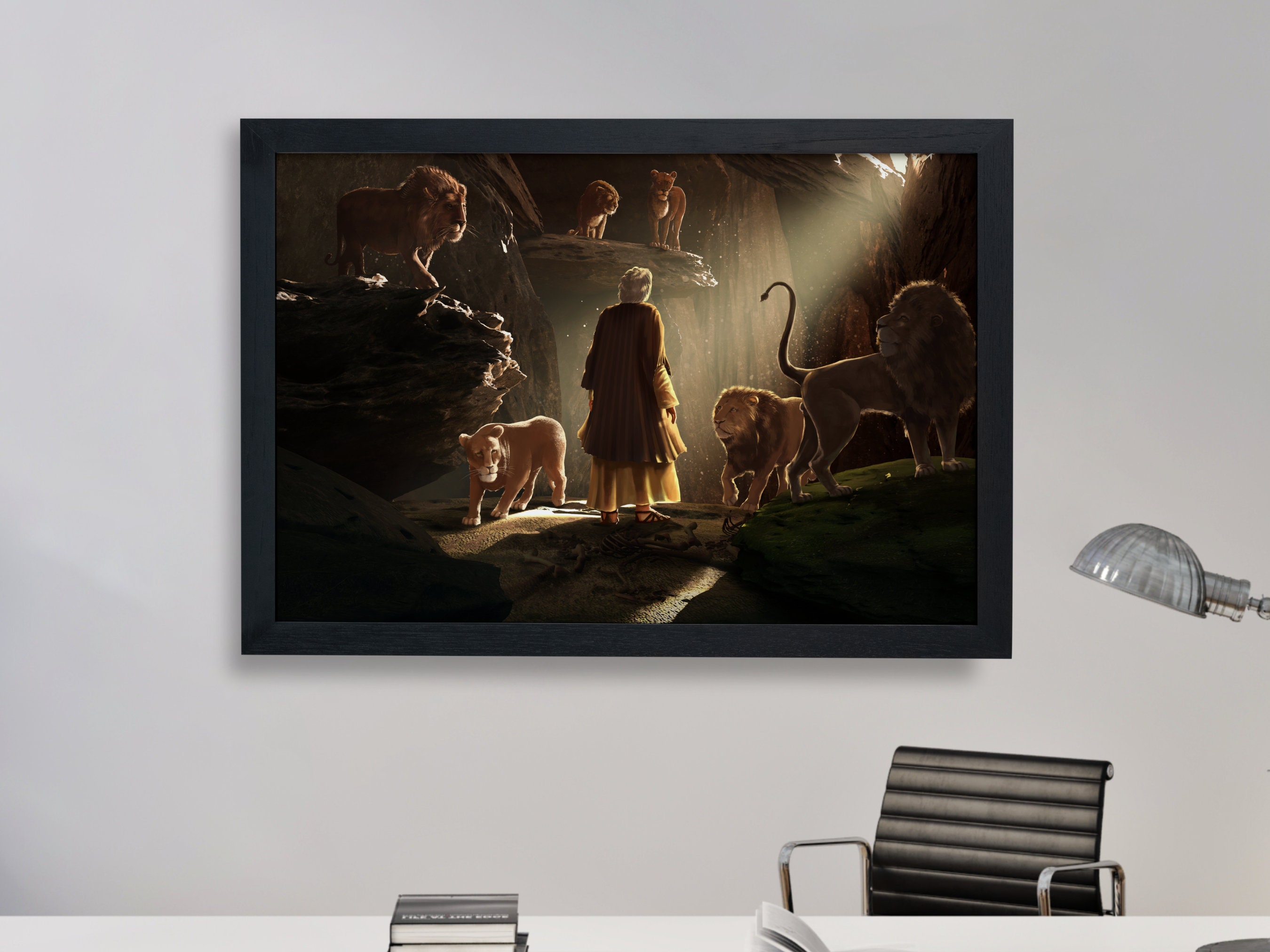 Modern Christian Poster Art Daniel and the Lions No Text Bible Verse ...
