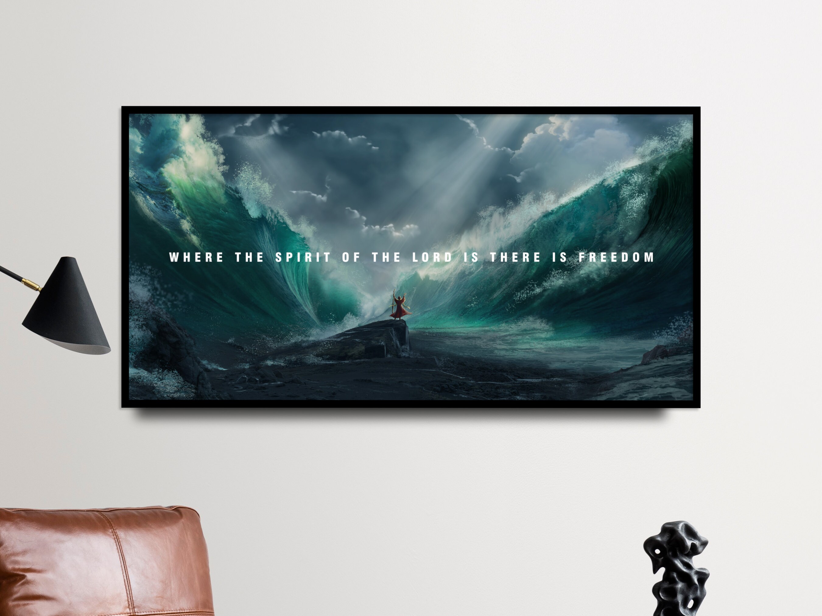 Modern Christian Poster Art Work - Moses and the Red Sea | Bible Verse ...