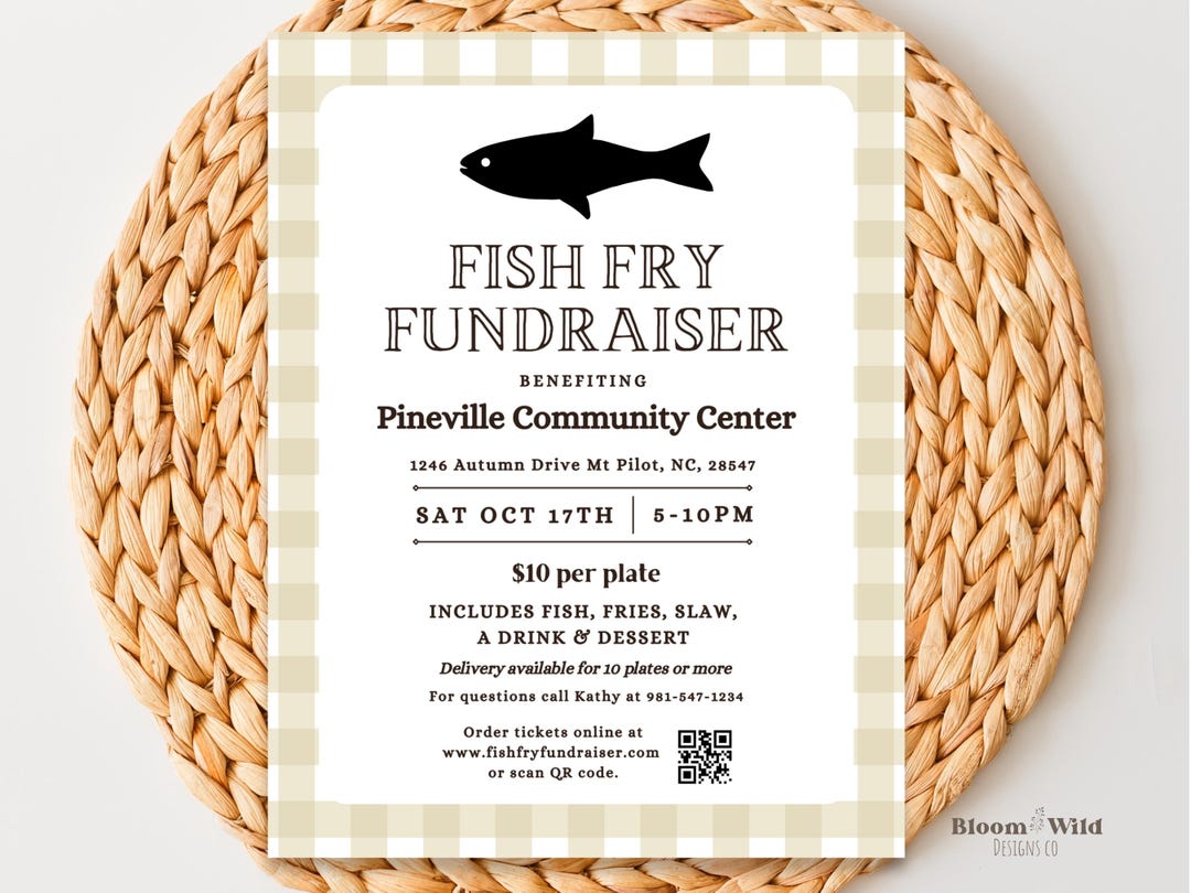 Fish Fry Flyer Template, Fish Fry Fundraiser Flyer, Fish Fry Invitation ...