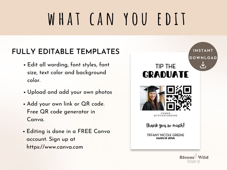 Qr Code for Grad Party, Venmo Qr Code Sign Graduation, College Fund QR ...