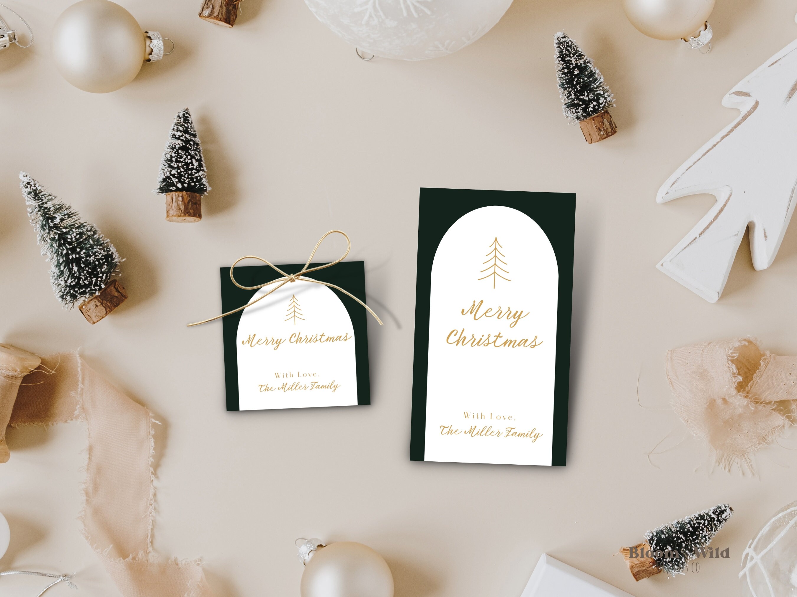 Boho Arch Holiday Gift Tag Canva Template Christmas Gift Tag - Etsy