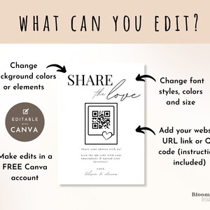 Share the Love Qr Code Wedding, Qr Code Wedding Photo Album Sign, QR ...