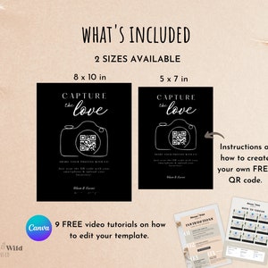 Capture the Love Sign Canva Template, Modern Black Capture the Love QR ...