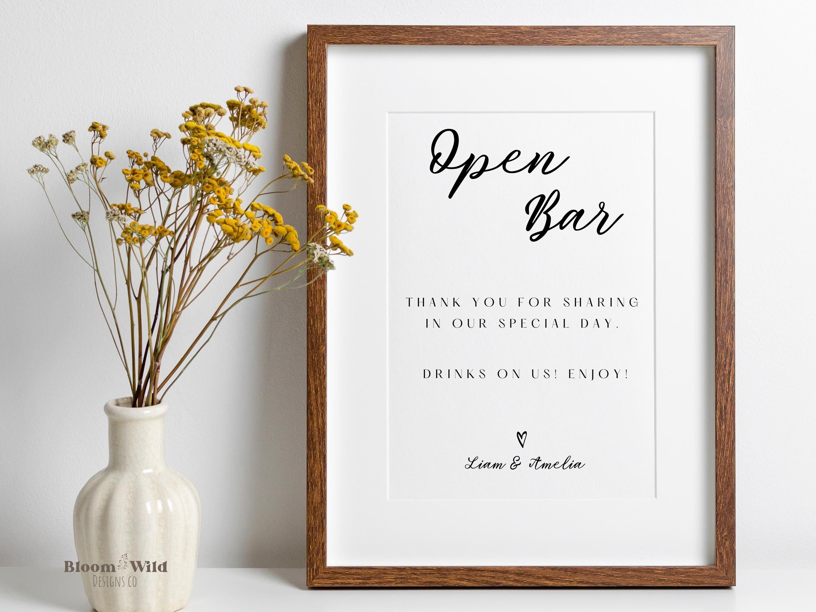 Open Bar Sign Template Open Bar Sign Printable Wedding Bar - Etsy