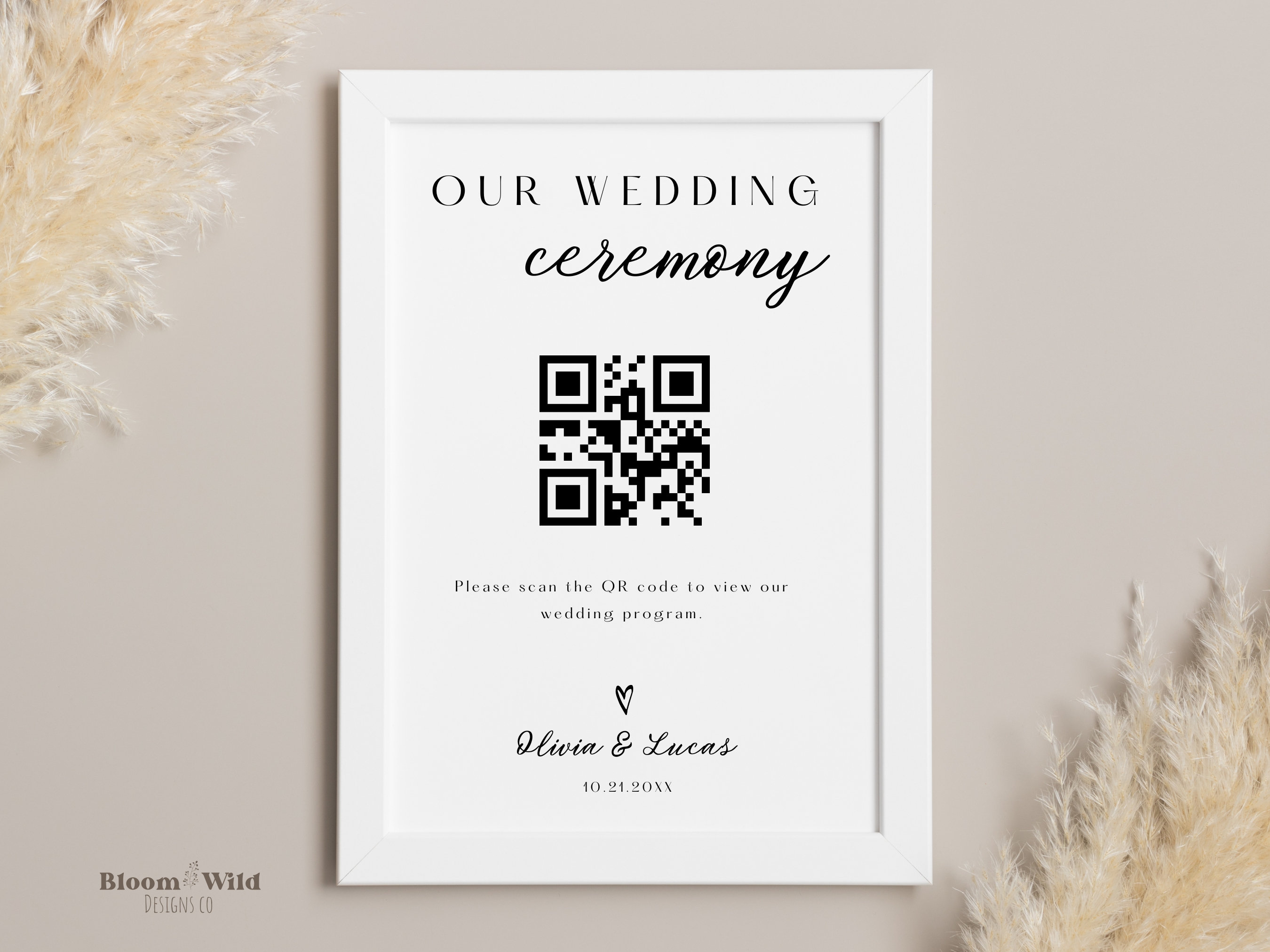 Wedding Ceremony Template QR Code, Qr Code Wedding Program Canva ...