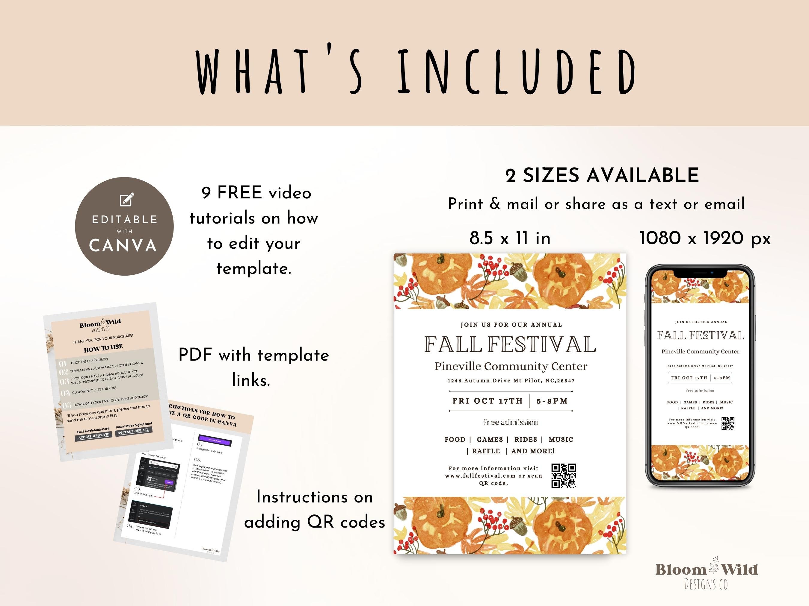 Fall Festival Invitation Templates, Pumpkin Festival Flyer Canva ...