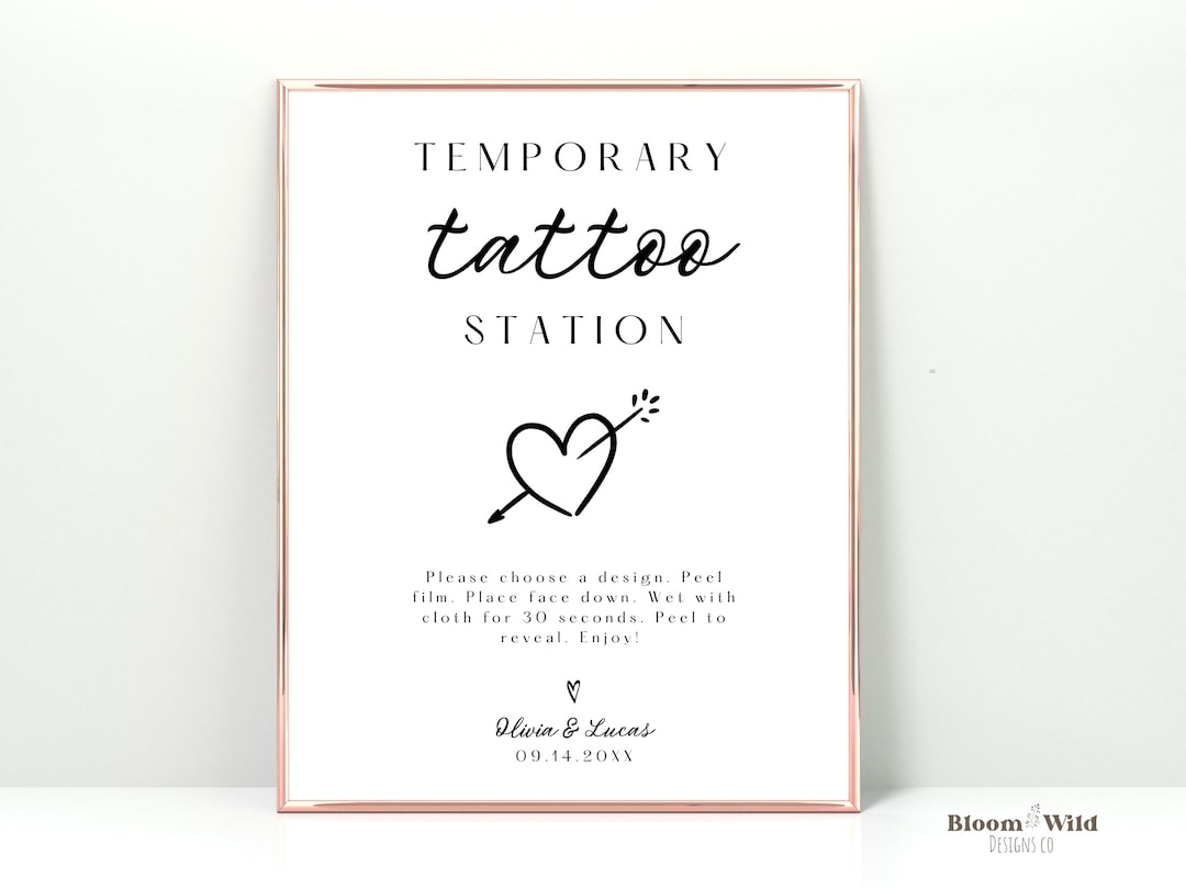 Temporary Tattoo Station Sign, Tattoo Station Sign Wedding, Tattoo ...
