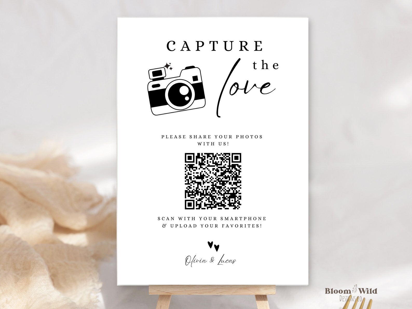 Capture the Love QR Code, Wedding Photo Signs Canva, Share the Love ...