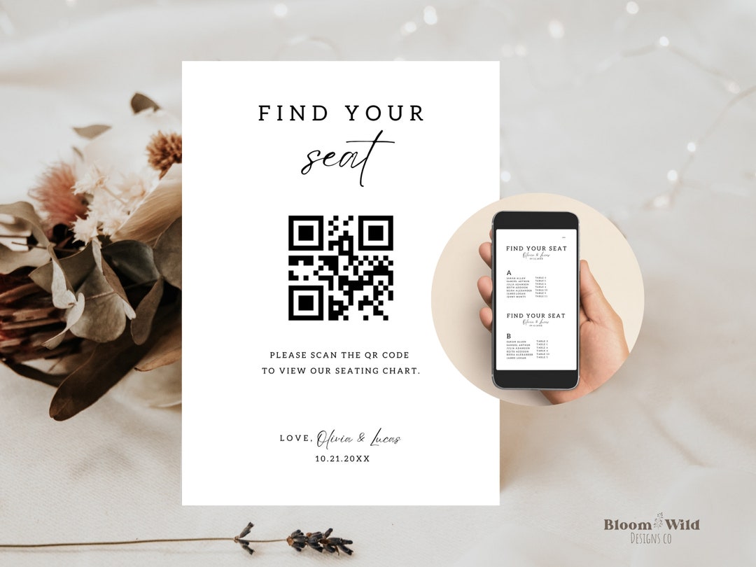 Digital Seating Chart With Qr Code Template, Qr Code for Wedding ...