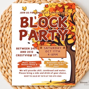 Block Party Invite Fall, Flyers for Block Party, Block Party Evite ...