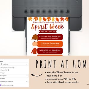 Fall Spirit Week Template Canva, Spirit Week Poster, Spirit Week Flyer ...