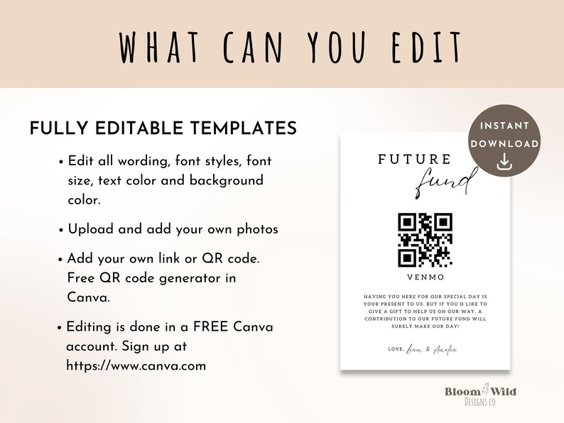 Future Fund QR Code Sign, Wedding Wishing Well QR Canva, Shower ...