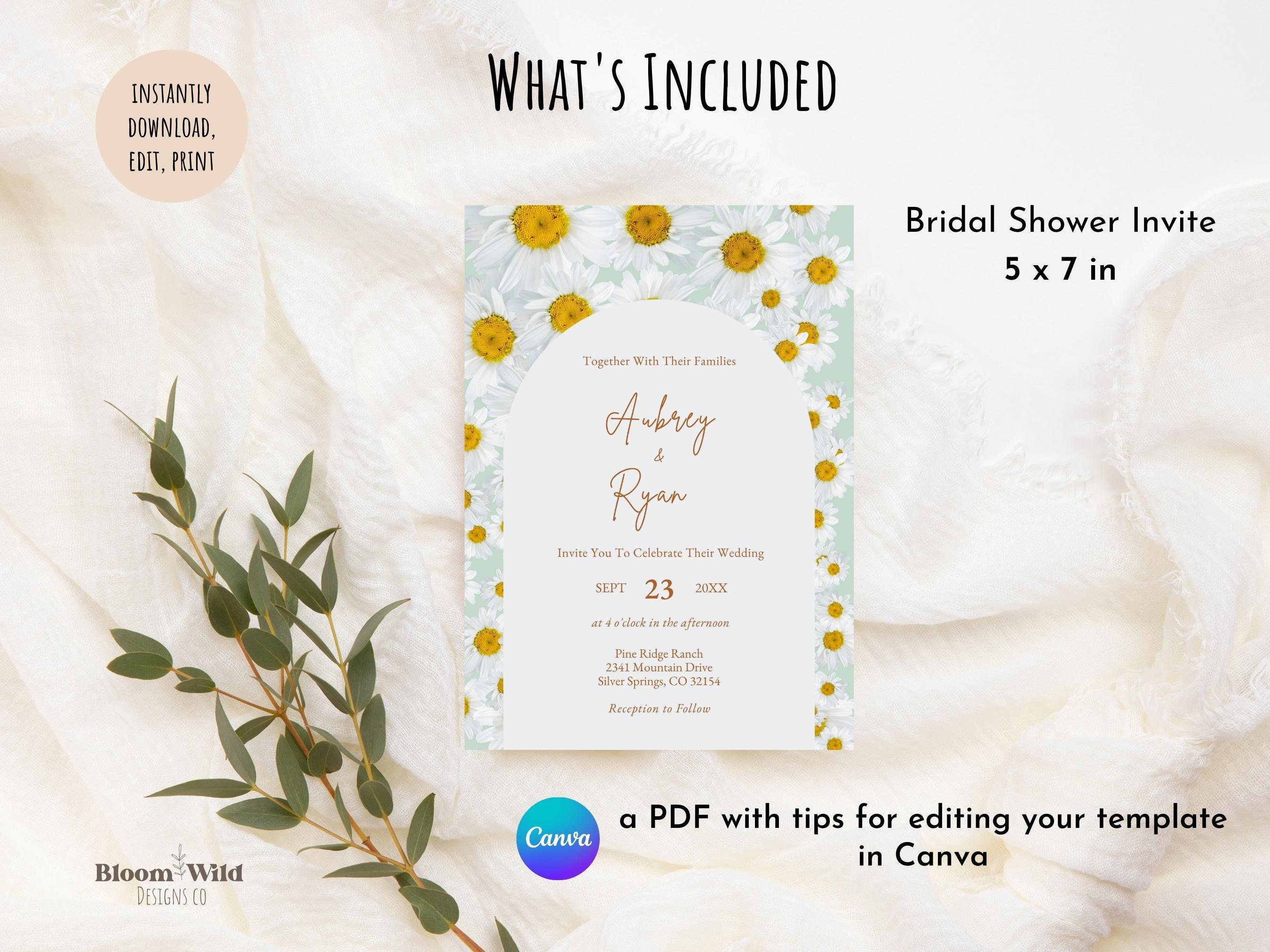 Daisy Wedding Invitation, Boho Wedding Invite, Wildflower Invite ...