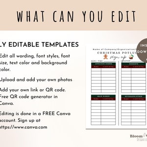 Christmas Potluck Sign up Sheet Printable, Sign up Sheet for Christmas ...