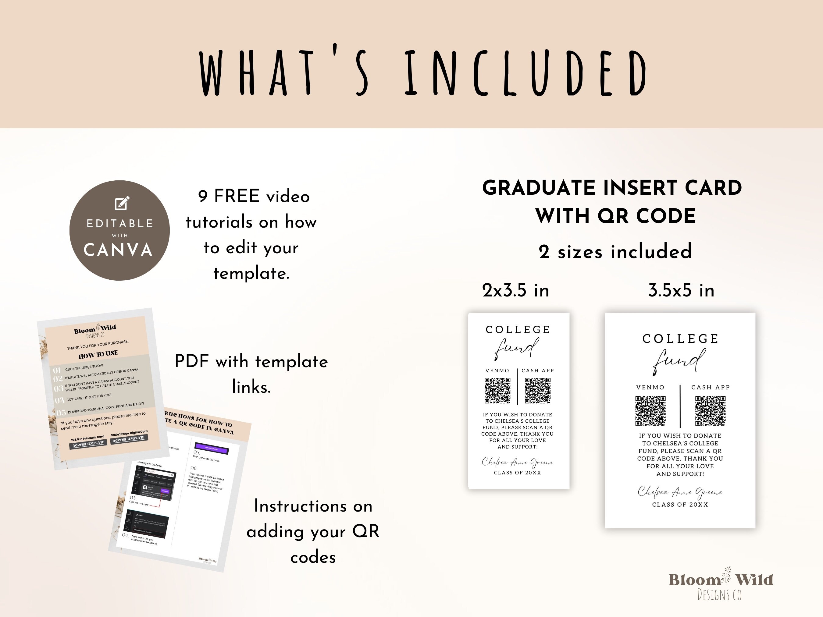 Insert Card Graduation, Graduation 2 QR Codes Insert, College Fund ...