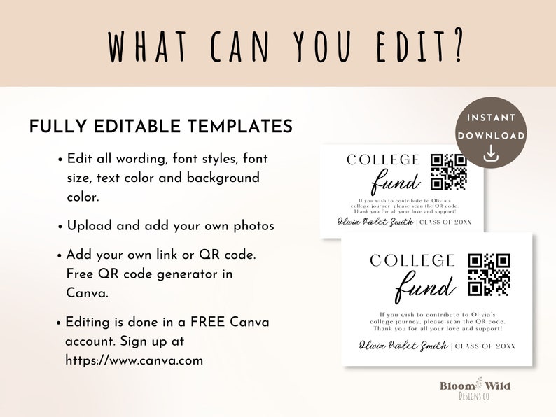 Graduation Party Invitation Insert Card With QR Code, Graduation QR ...