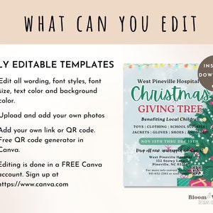 Christmas Giving Tree Flyer Template, Editable Winter Event W/ QR Code ...
