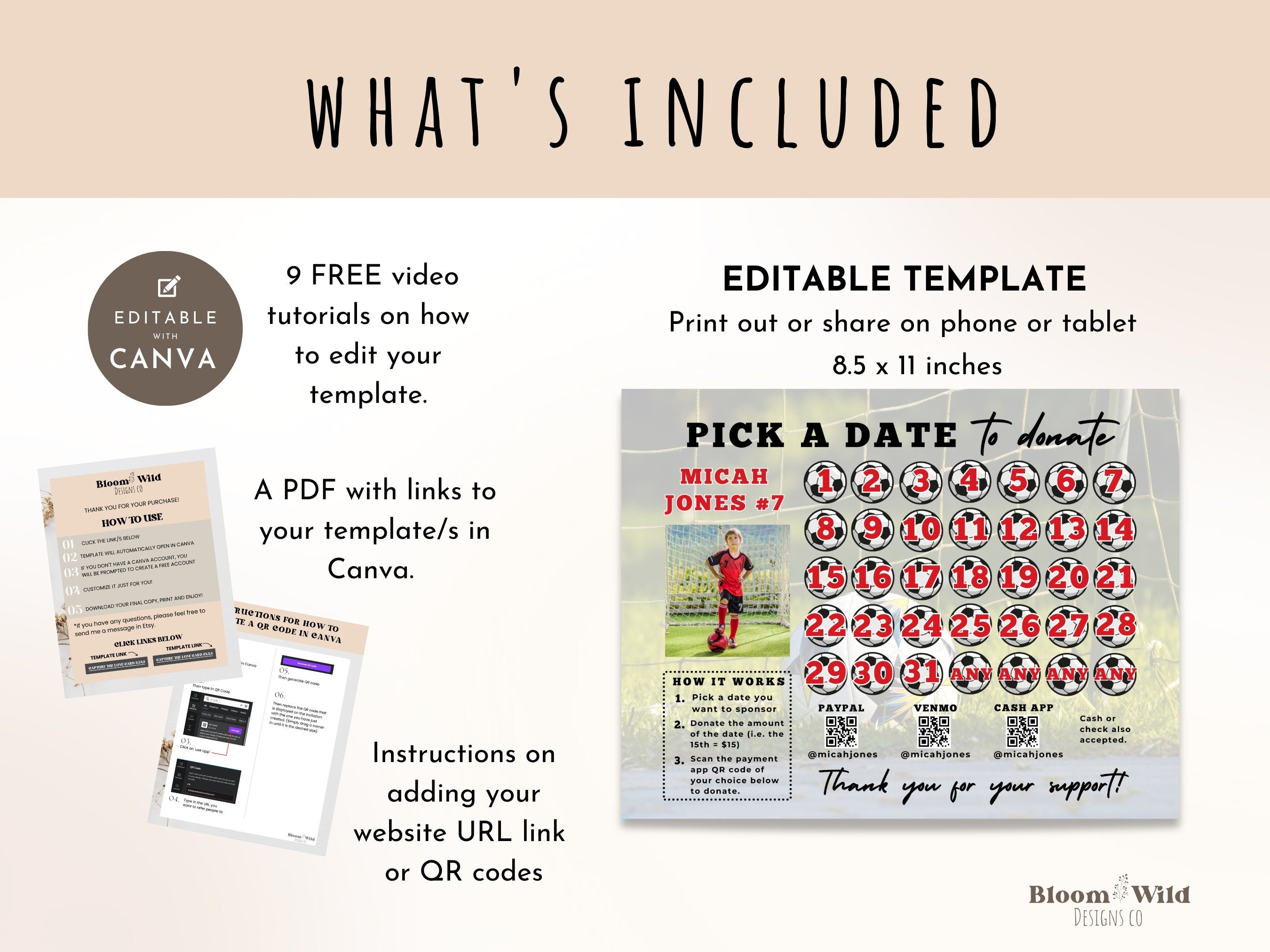 Soccer Fundraiser Flyer, Calendar Fundraiser Soccer, Pick A Date Donate ...