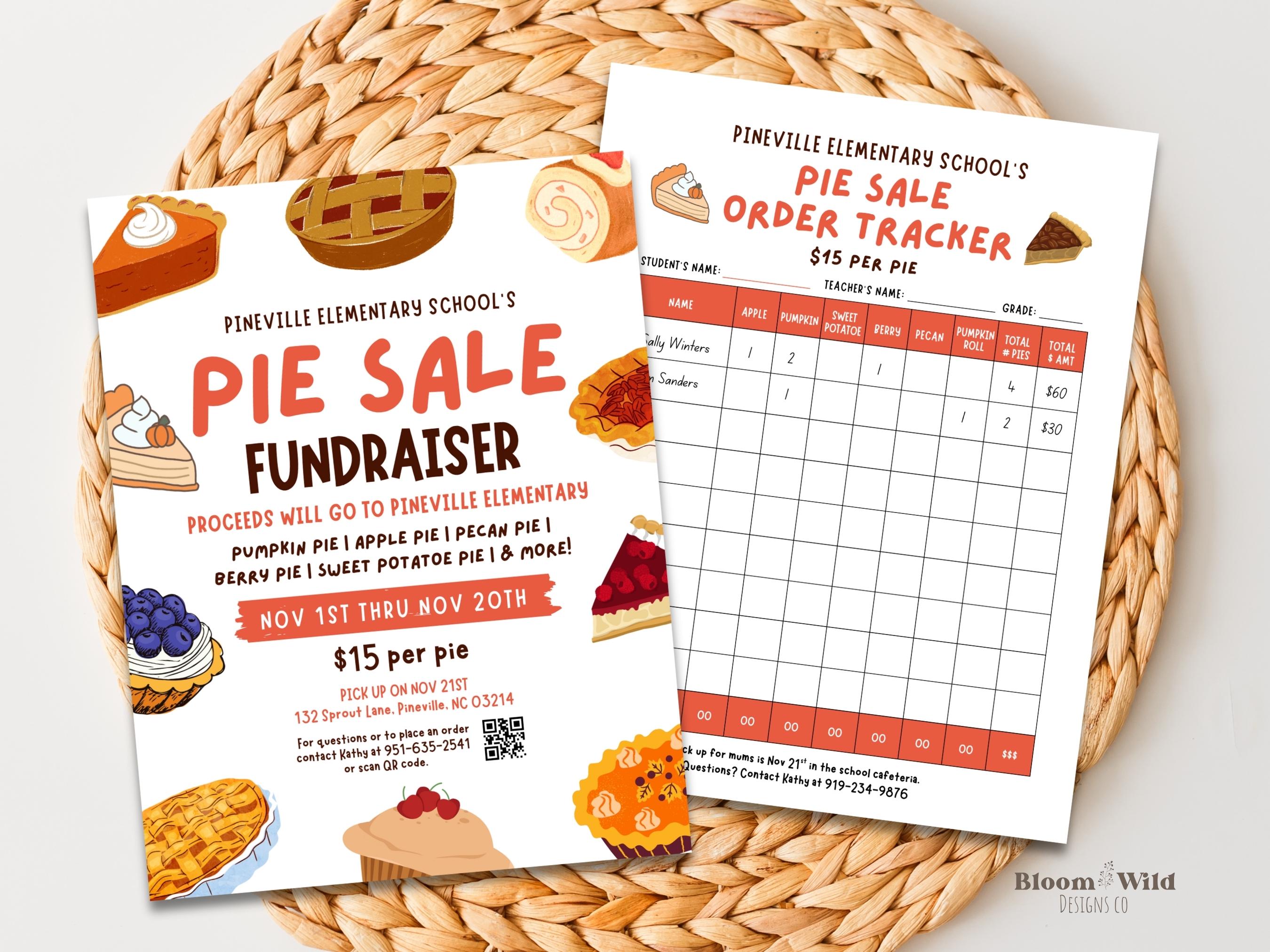 Pie Fundraiser and Order Form Template, Thanksgiving Pie Sale Flyer ...