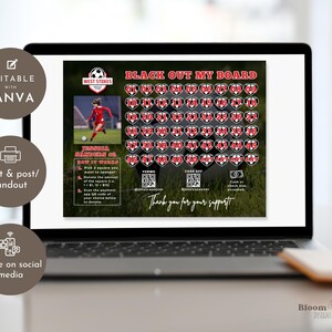 Black Out My Board Soccer, Soccer Ball Fundraiser, Editable Fundraiser ...