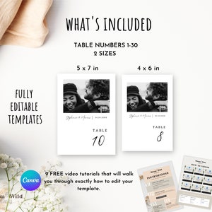 Wedding Table Number Template Canva, Table Numbers With Photos, Photo ...