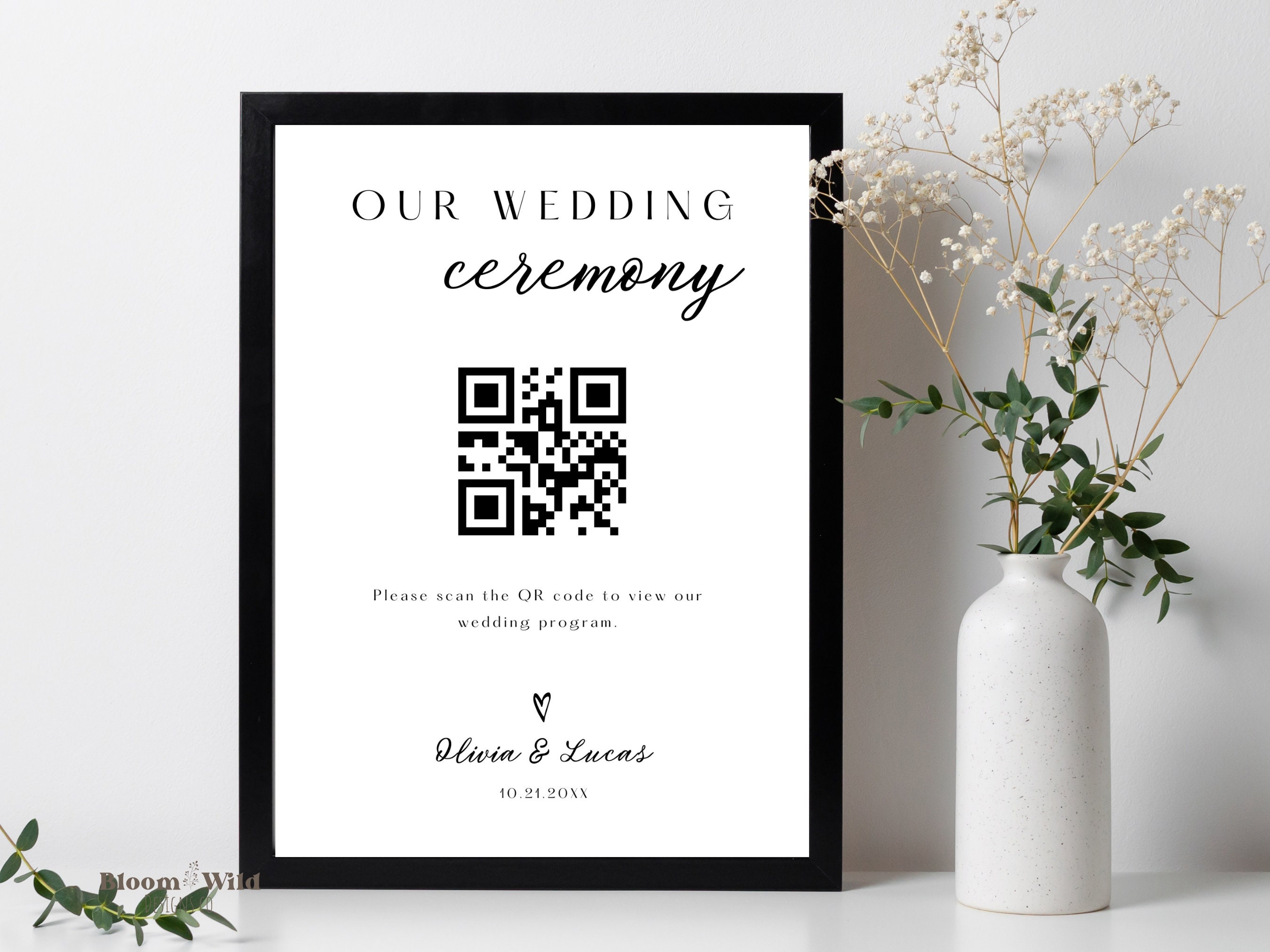 Wedding Ceremony Template QR Code, Qr Code Wedding Program Canva ...