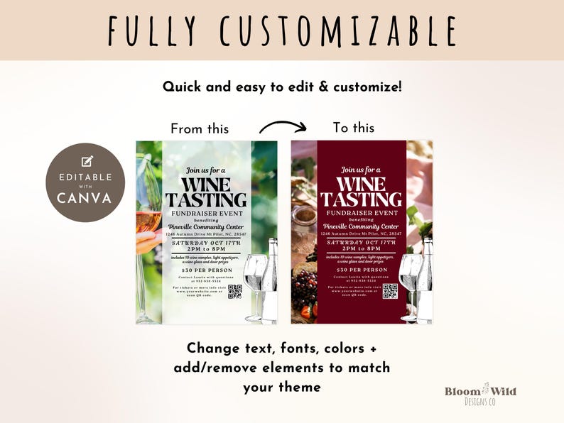 Wine Tasting Canva, Wine Tasting Fundraiser, Silent Auction Flyer ...