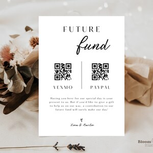 Minimal Future Fund 2 QR Codes Sign, Wedding Wishing Well Canva, Couple ...
