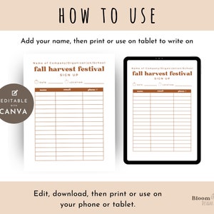 Fall Festival Sign up Sheet Template, Event Sign up Sheet Canva ...