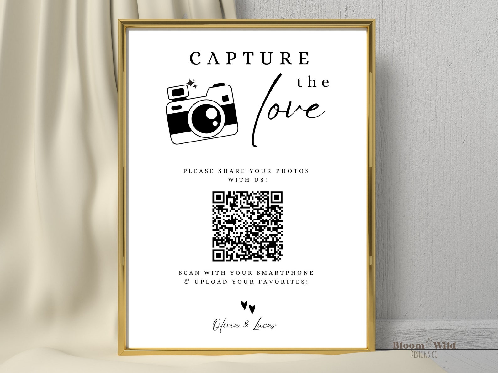 Capture the Love QR Code, Wedding Photo Signs Canva, Share the Love ...