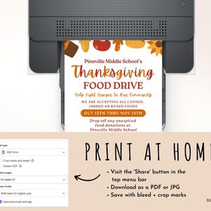 Thanksgiving Food Drive, Food Drive Flyer, Editable Charity Food Drive ...