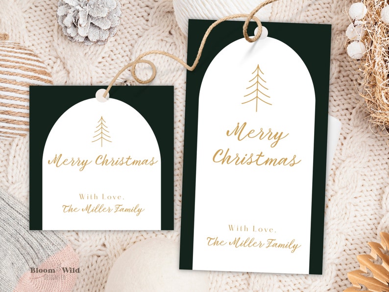 Boho Arch Holiday Gift Tag Canva Template Christmas Gift Tag - Etsy