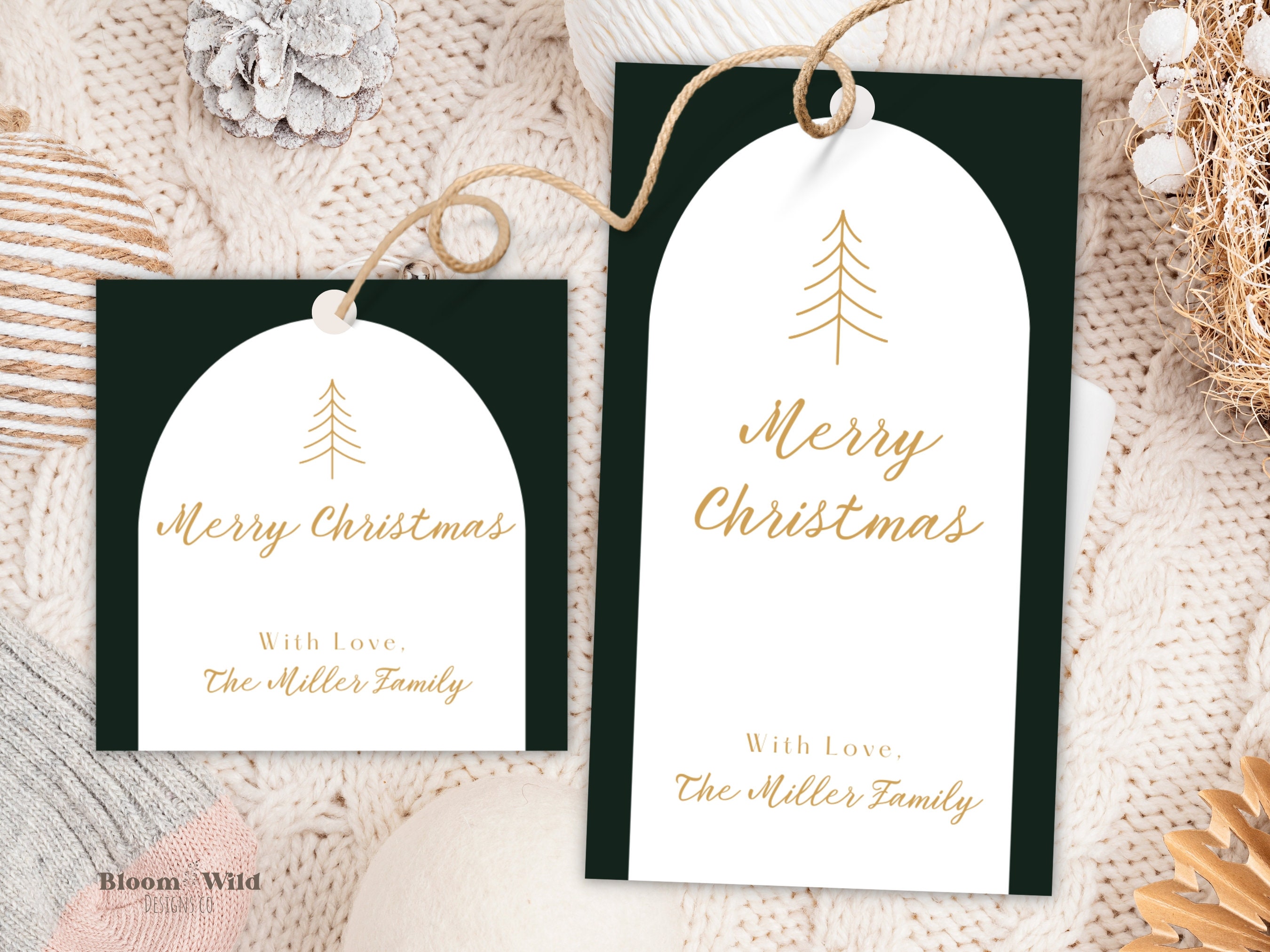 Boho Arch Holiday Gift Tag Canva Template Christmas Gift Tag - Etsy