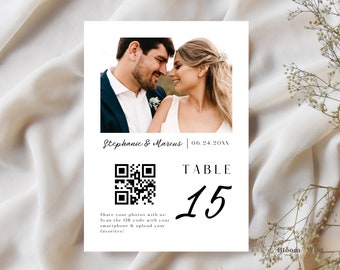 Wedding Table Numbers With QR Code, Wedding Reception Decor, Modern ...