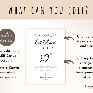 Temporary Tattoo Station Sign, Tattoo Station Sign Wedding, Tattoo ...