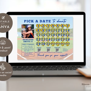 Editable Softball Calendar Fundraiser, Black Out My Board Softball ...