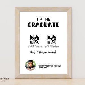 Graduation Gift Sign, Tip the Graduate Template, Graduation QR Code ...