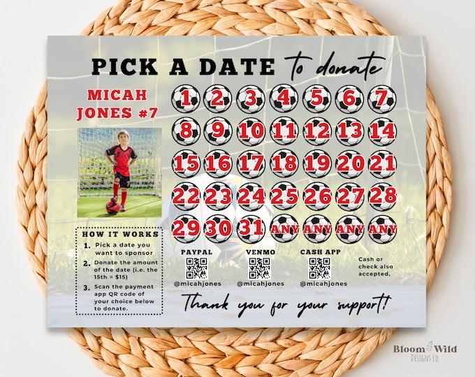 Editable Soccer Calendar Fundraiser Template | Clear the Board ...
