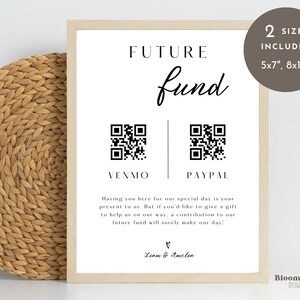 Minimal Future Fund 2 QR Codes Sign, Wedding Wishing Well Canva, Couple ...
