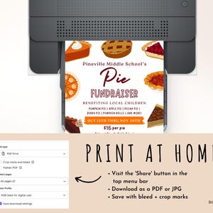 Pie Fundraiser Flyer, Thanksgiving Pie Sale, PTO PTA Fundraiser, Church ...