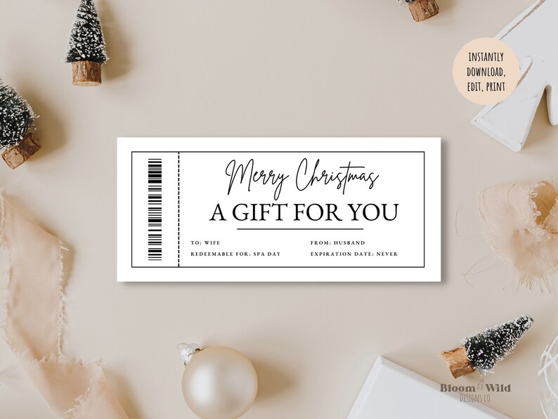 Christmas Gift Voucher Template Canva Printable Christmas - Etsy