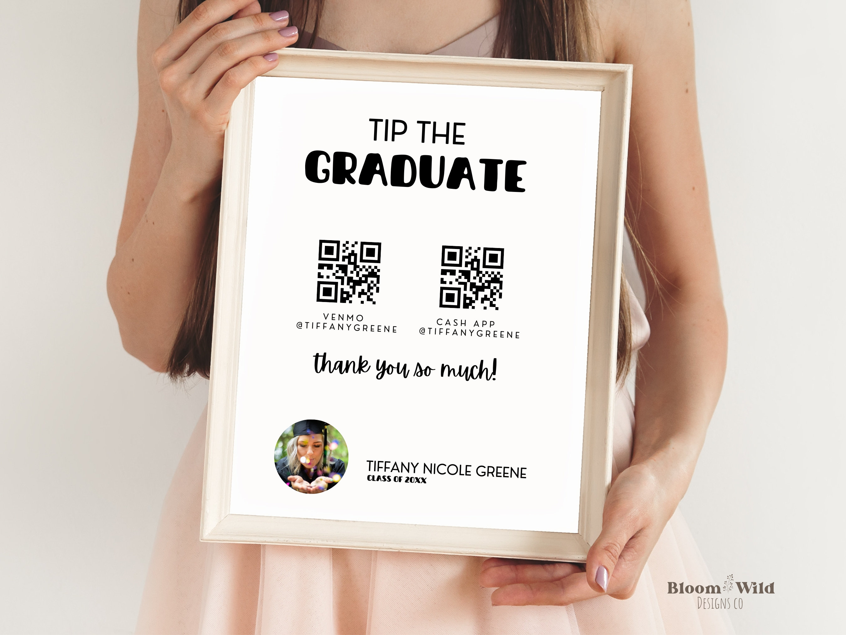 Graduation Gift Sign, Tip the Graduate Template, Graduation QR Code ...